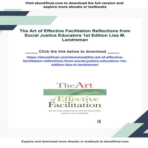 The Art of Effective Facilitation Reflections from Social Justice Educators 1st Edition Lisa M ...