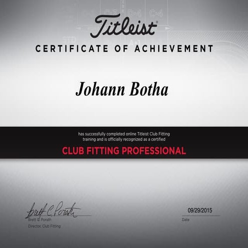 certificate fitting titleist | PDF