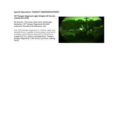 4K Solutions Special Operations Assault Communications _v3.0 | PDF