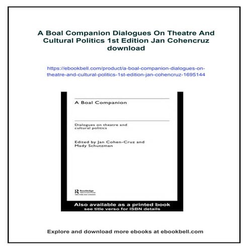 A Boal Companion Dialogues On Theatre And Cultural Politics 1st Edition ...