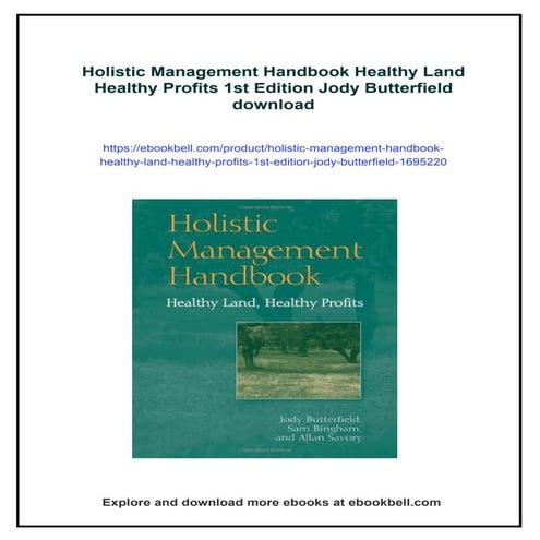 Holistic Management Handbook Healthy Land Healthy Profits 1st Edition ...