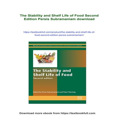 The Stability and Shelf Life of Food Second Edition Persis Subramaniam ...