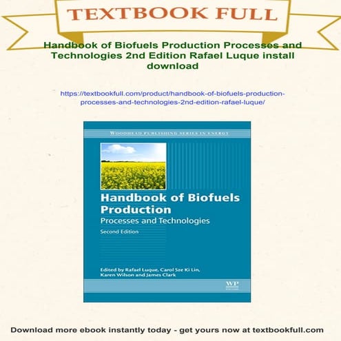 Handbook of Biofuels Production Processes and Technologies 2nd Edition Rafael Luque | PDF