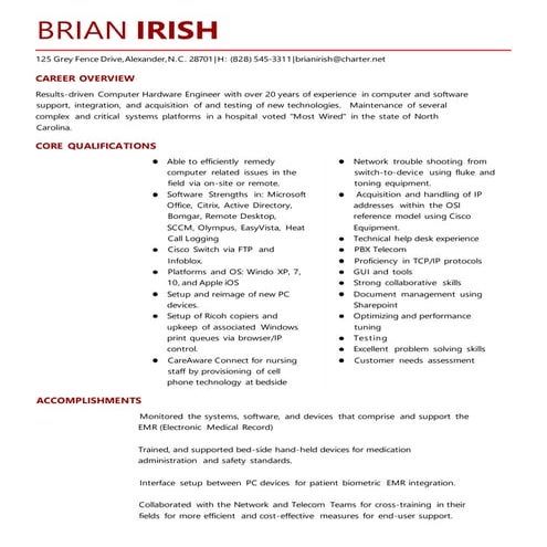 Brian Irish Resume 090216 | DOCX