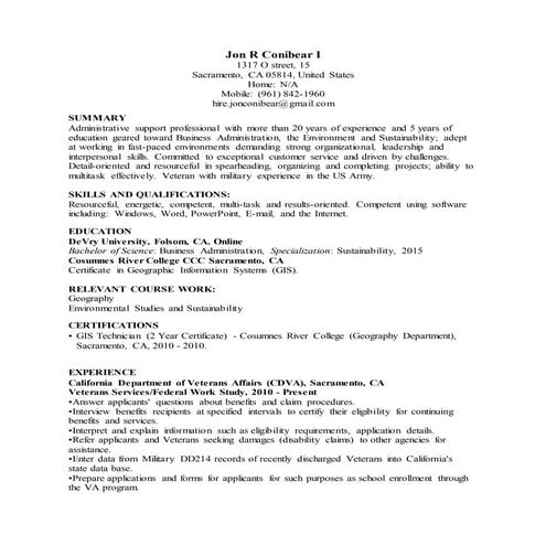 Jon R Conibear I 2015 Resume' | DOCX