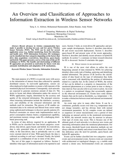 An Overview Of Information Extraction From Mobile Wireless Sensor Networks Pdf