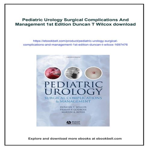Pediatric Urology Surgical Complications And Management 1st Edition ...