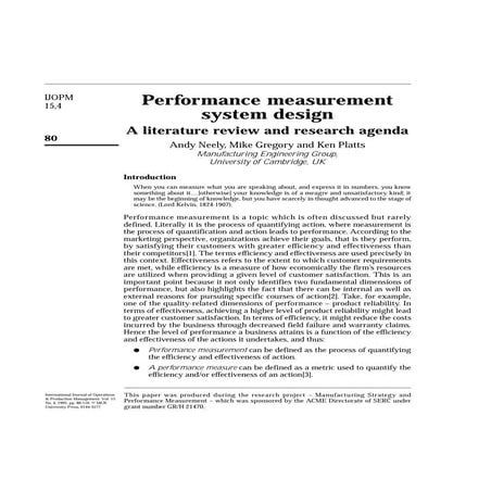 Performance measurement system design | PDF