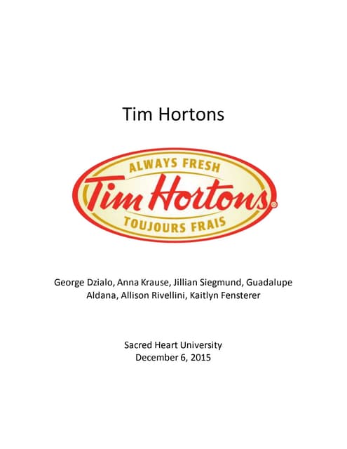 Tim Hortons Case Analysis | PDF | Business Accounting & Finance | Business