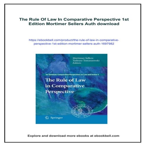 The Rule Of Law In Comparative Perspective 1st Edition Mortimer Sellers ...