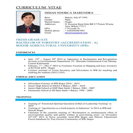 CV_DIMAS_NOORCA_IPB | PDF