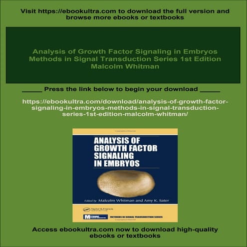 Analysis of Growth Factor Signaling in Embryos Methods in Signal Transduction Series 1st Edition ...