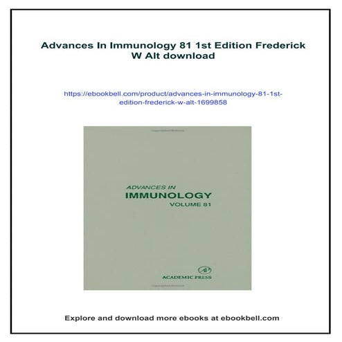 Advances In Immunology 81 1st Edition Frederick W Alt | PDF