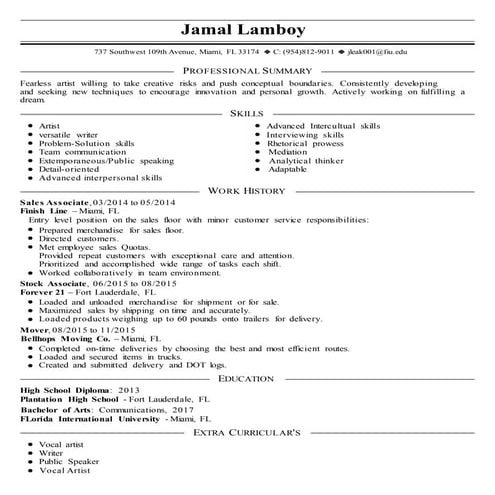 Jamal lamboy Resume 1 | DOCX | Business | Business and Finance