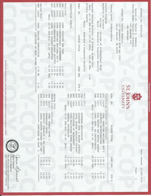 Amity University Transcripts | PDF