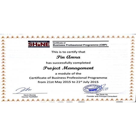 Certificate fo Business Professional Programe, module Project ...