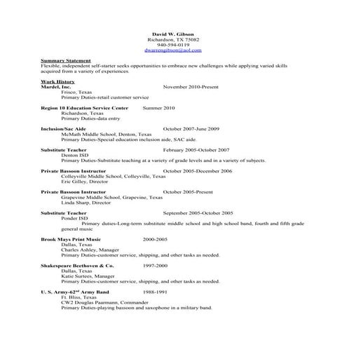 Teaching Resume | DOCX