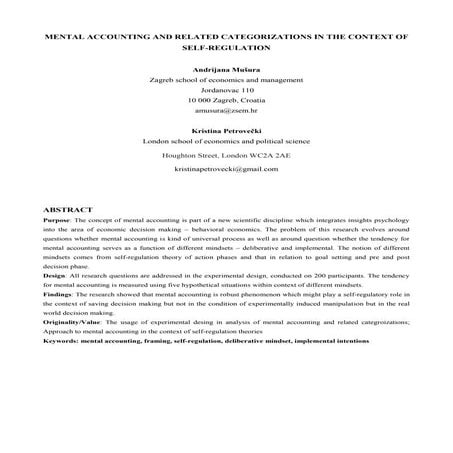 Mental Accounting : Behavioral Finance | PPTX