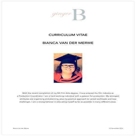 Bianca CV - 07 November 2016 | PDF