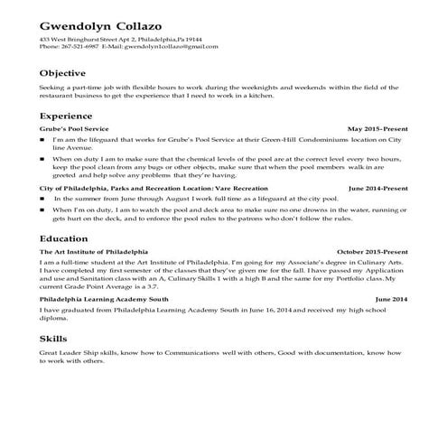 gwendolyn collazo resume | PDF