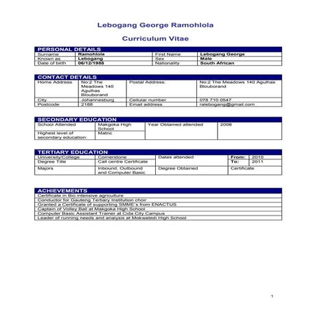 Lebogang Ramohlola's CV | PDF
