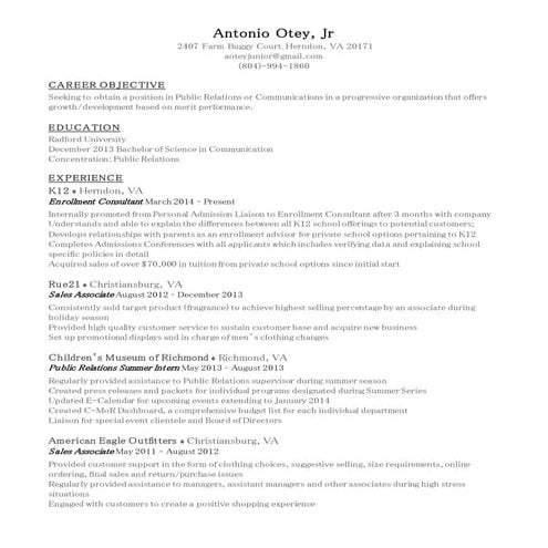 K12 Resume | DOC