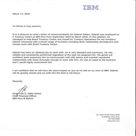Recommendation Letter - IBM | PDF