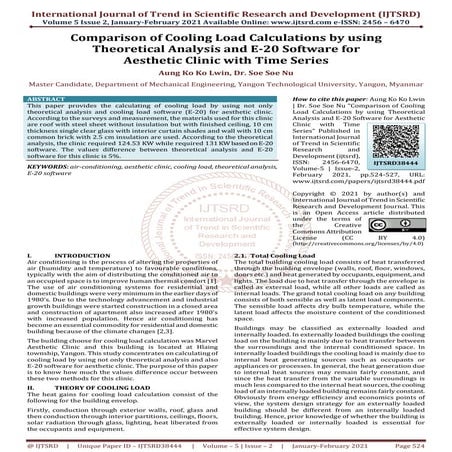 Comparison of Cooling Load Calculations by using Theoretical Analysis and E 20 Software for ...