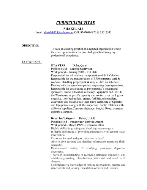 Shahbaz cargo cv | PDF