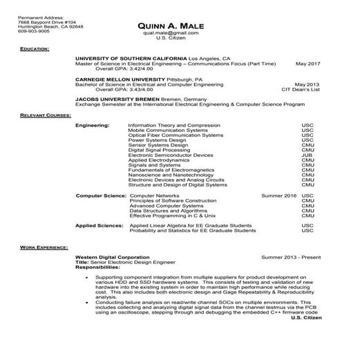 Resume_QM_7_2016 | PDF | Computer Software and Applications | Computing