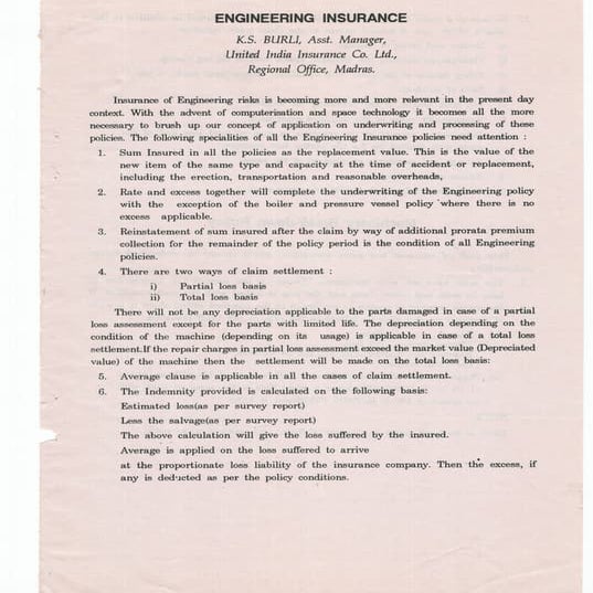 ENGINEERING INSURANCE | PDF
