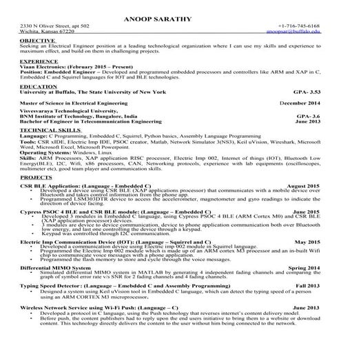 Anoop resume | DOC