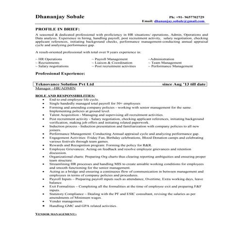 Firoz Ahmed Facility Management CV | DOC