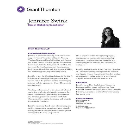 Jennifer Swink's Bio_Grant Thornton | PDF