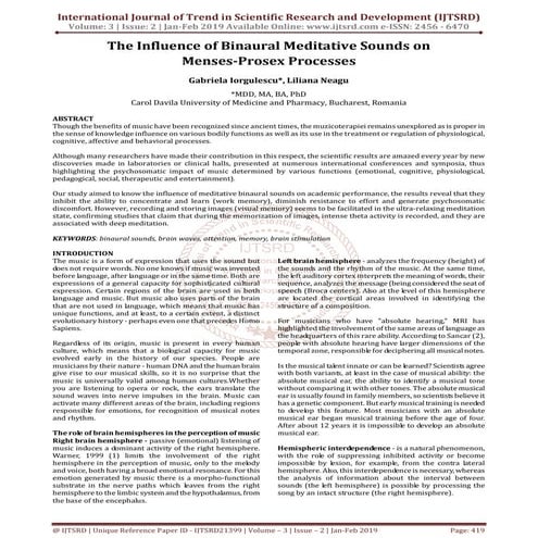 The Influence Of Binaural Meditative Sounds On Menses Prosex Processes Pdf