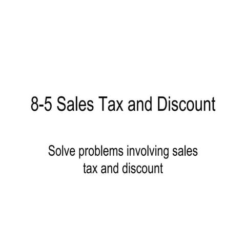 8 5 Sales Tax And Discount | PPT