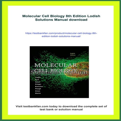 Molecular Cell Biology 8th Edition Lodish Solutions Manual | PDF