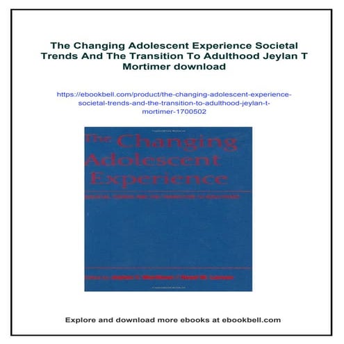 The Changing Adolescent Experience Societal Trends And The Transition ...