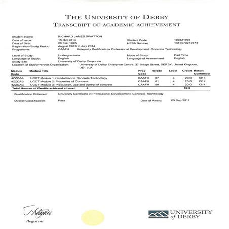 Graduation Certificate Marks | PDF