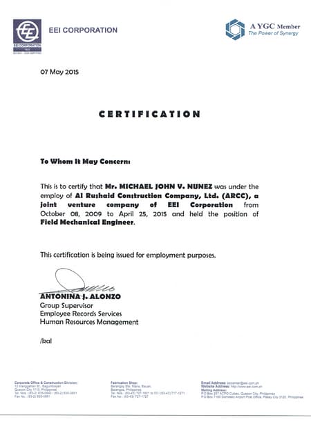 Certificate Of Employment certificate-of-employment