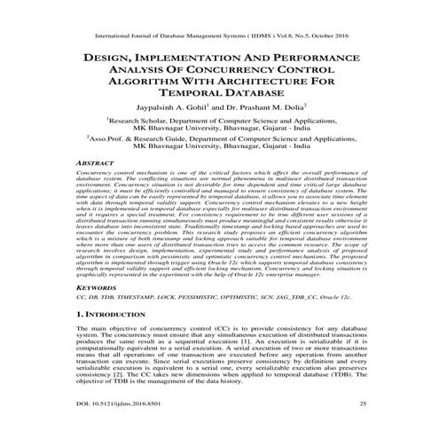 Design Implementation And Performance Analysis Of Concurrency Control 2352