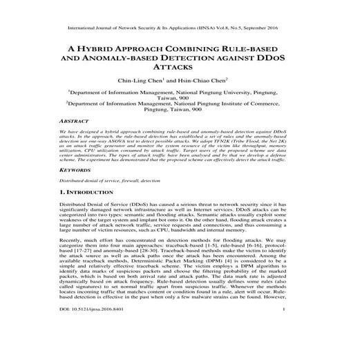 A Hybrid Approach Combining Rule Based And Anomaly Based Detection Against Ddos Attacks Pdf 