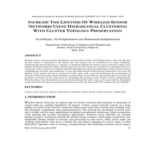 Increase The Lifetime Of Wireless Sensor Networks Using Hierarchical 2476