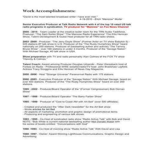 Work Accomplishments | PDF