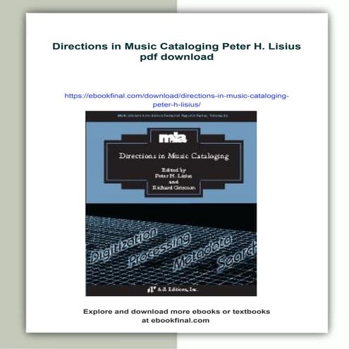 Directions in Music Cataloging Peter H. Lisius | PDF
