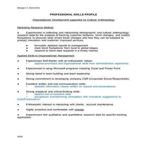 Professional Skills Profile | DOCX
