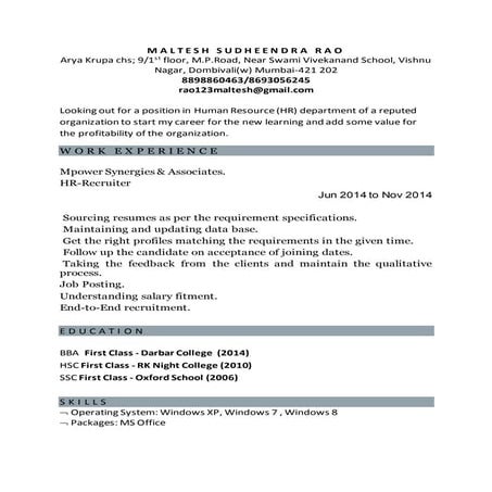 Maltesh Rao - Resume | DOCX