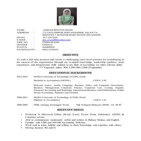 Aishah Hussain cv3 | PDF