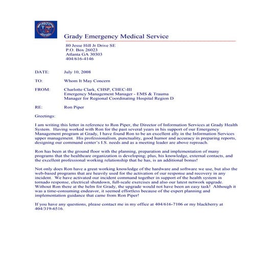 EMS letterhead for Ron Piper | DOC