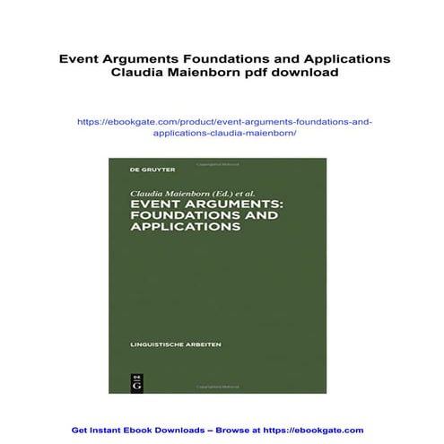 Event Arguments Foundations and Applications Claudia Maienborn | PDF